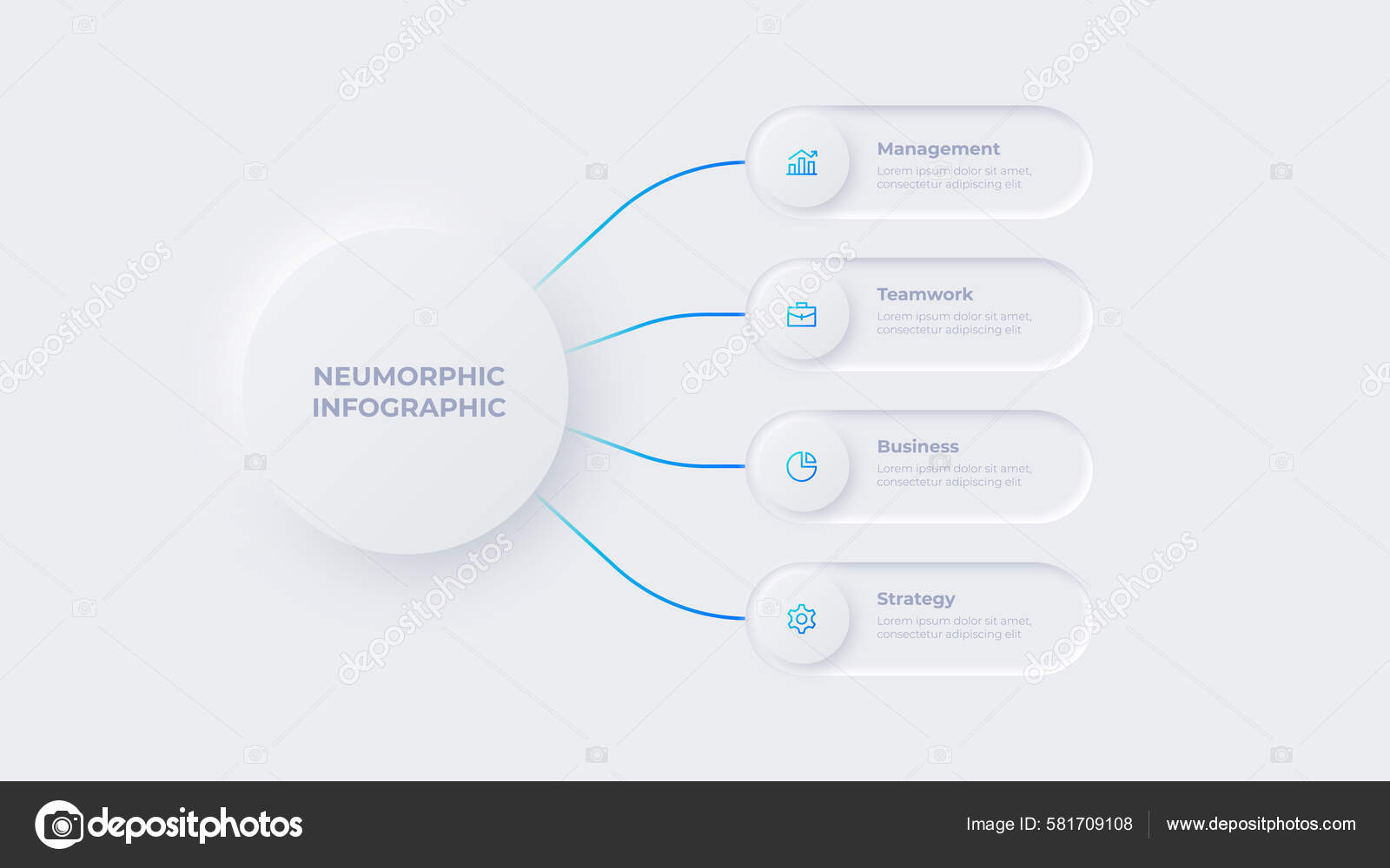 Neumorphic Flowchart Infographic Business Data Visualization Steps ...
