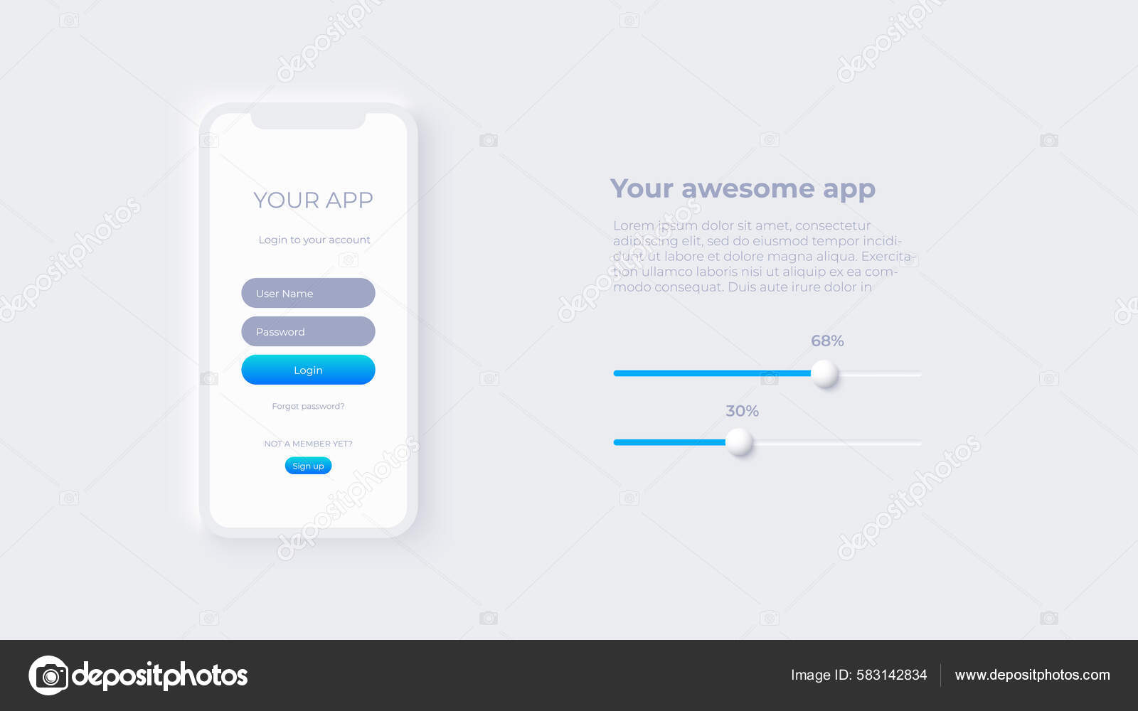 Smartphone Login Form App Development Concept Mobile Application ...