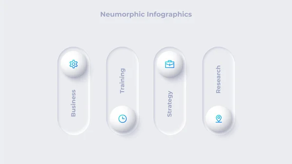 Central Circle Rounded Elements Both Sides Neumorphic Flowchart Infographic Options Stock Vector ...