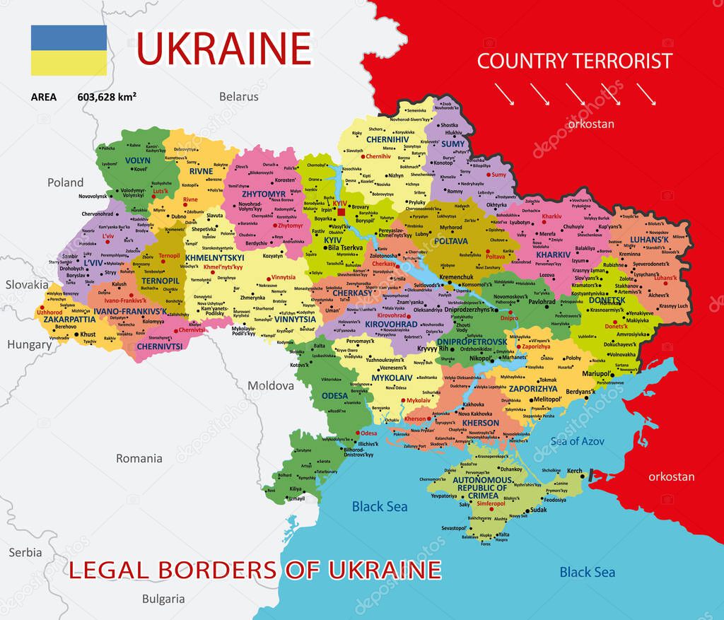 Political Map Ukraine Borders 595162360 - WDRFree