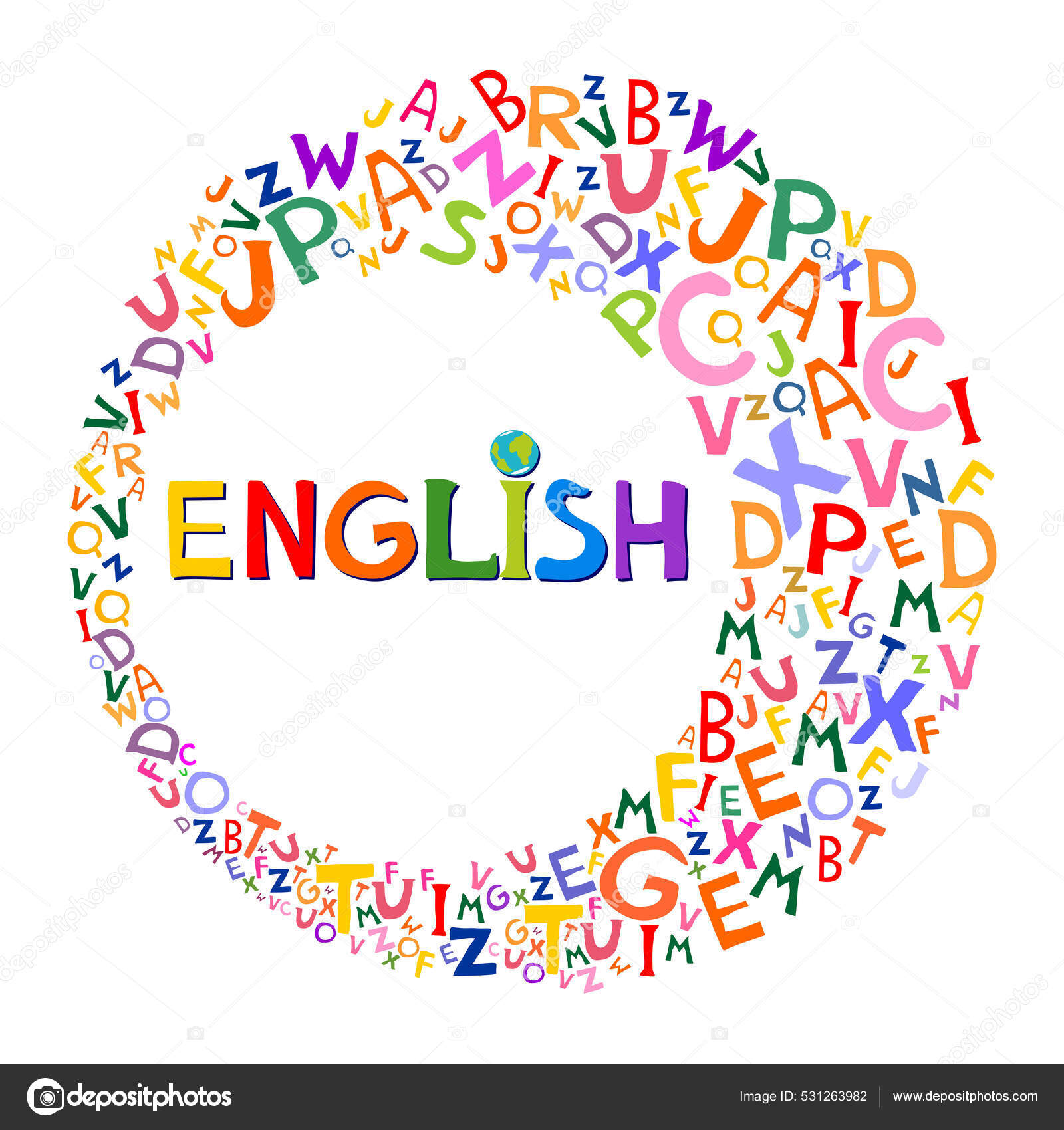 Colorful Alphabet Letter Different Symbols Isolated White Background ...