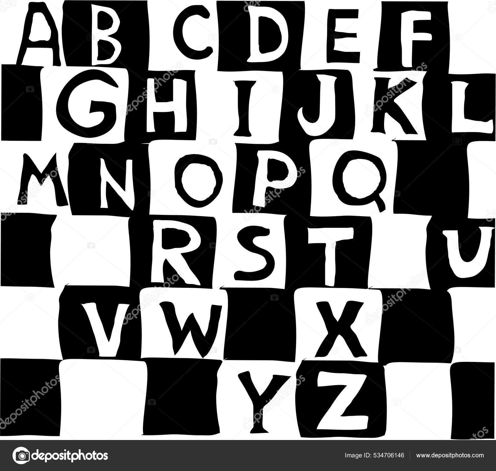 Engelsk Sort Hvid Alfabet Breve Stockvektor af ©artAnnaS 534706146