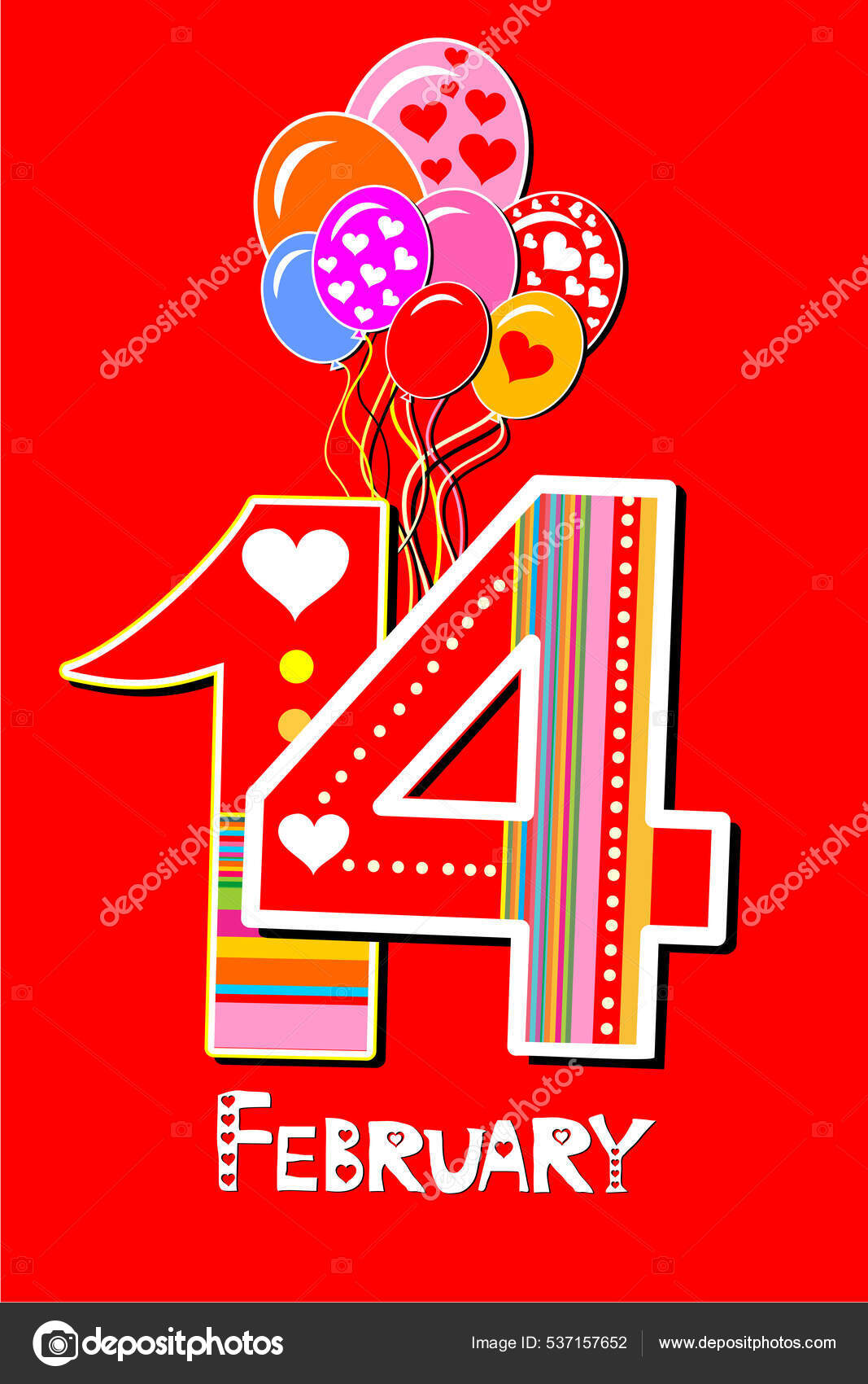 February Happy Valentine's Day Card Vector Illustration Stock Vector by ...