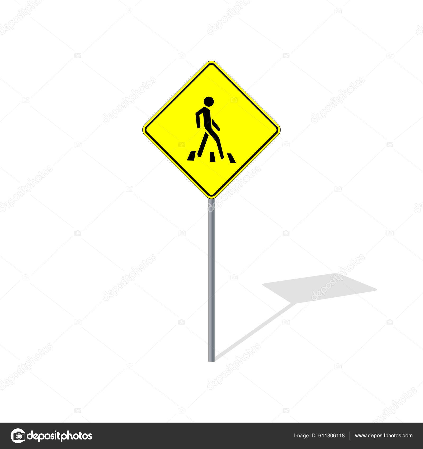 Pedestrian Crossing Road Sign Post Pole Vector Graphics Stock Vector ...