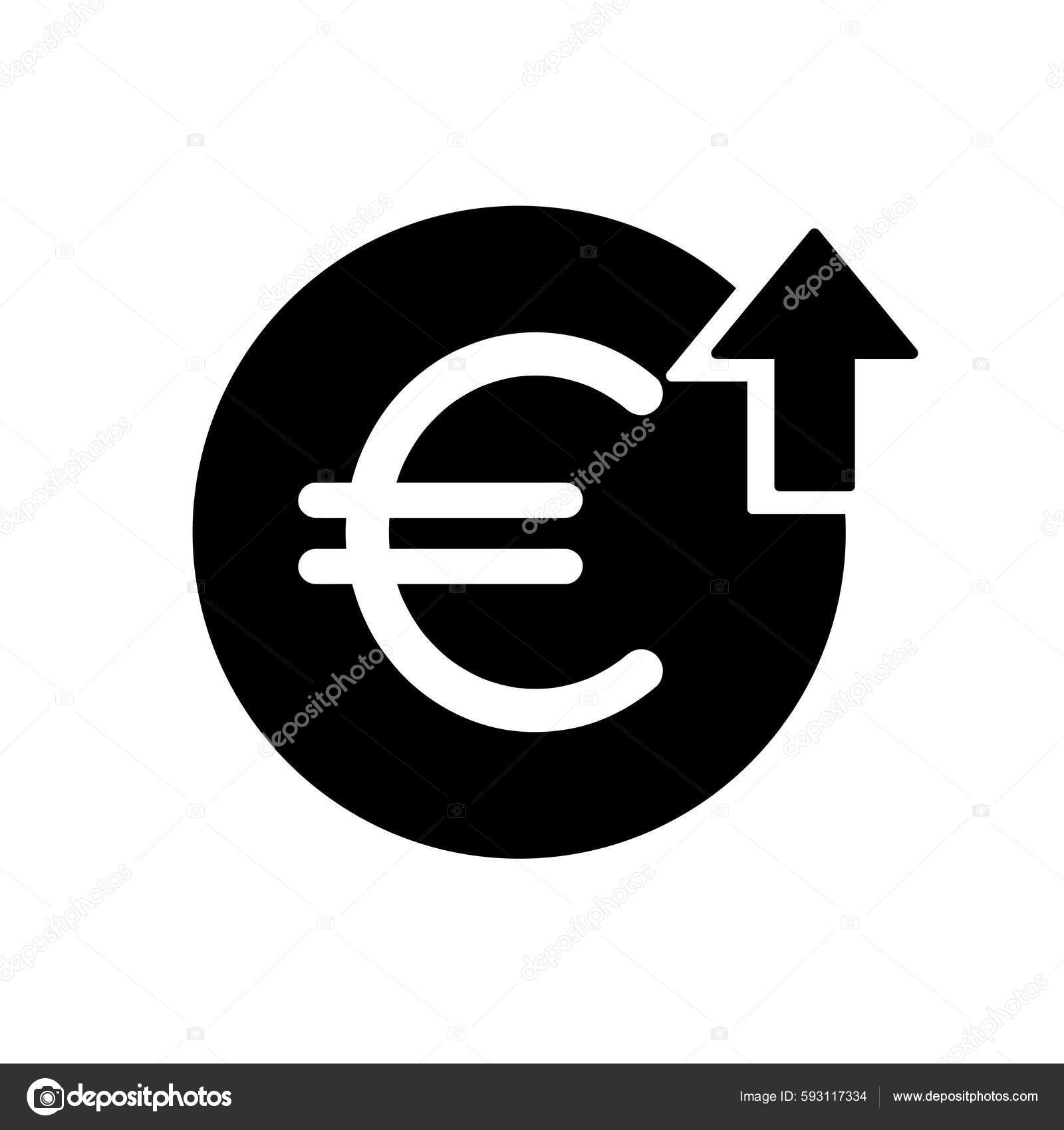 Euro Sign Arrow Rounded Black Vector Icon Cost Increase High Stock ...
