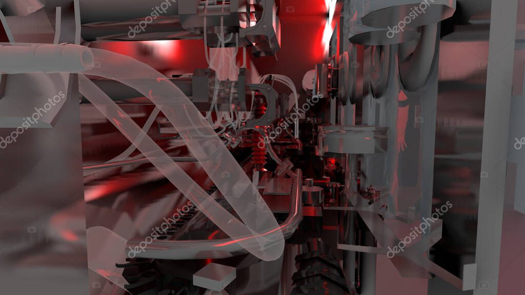 Aislador de ciencia ficci n - L nea de llenado en la fabricaci n farmac utica - Ilustraci n 3d ...