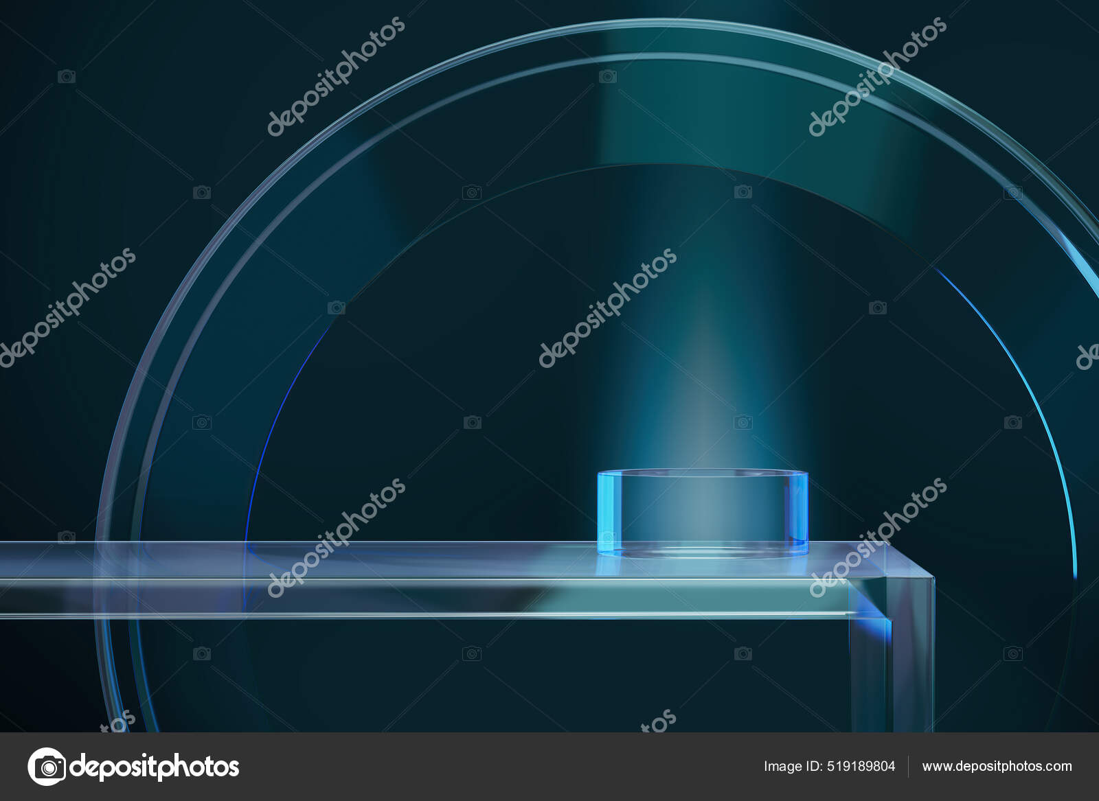 Glass Platform Blue Background Background Product Presentation ...