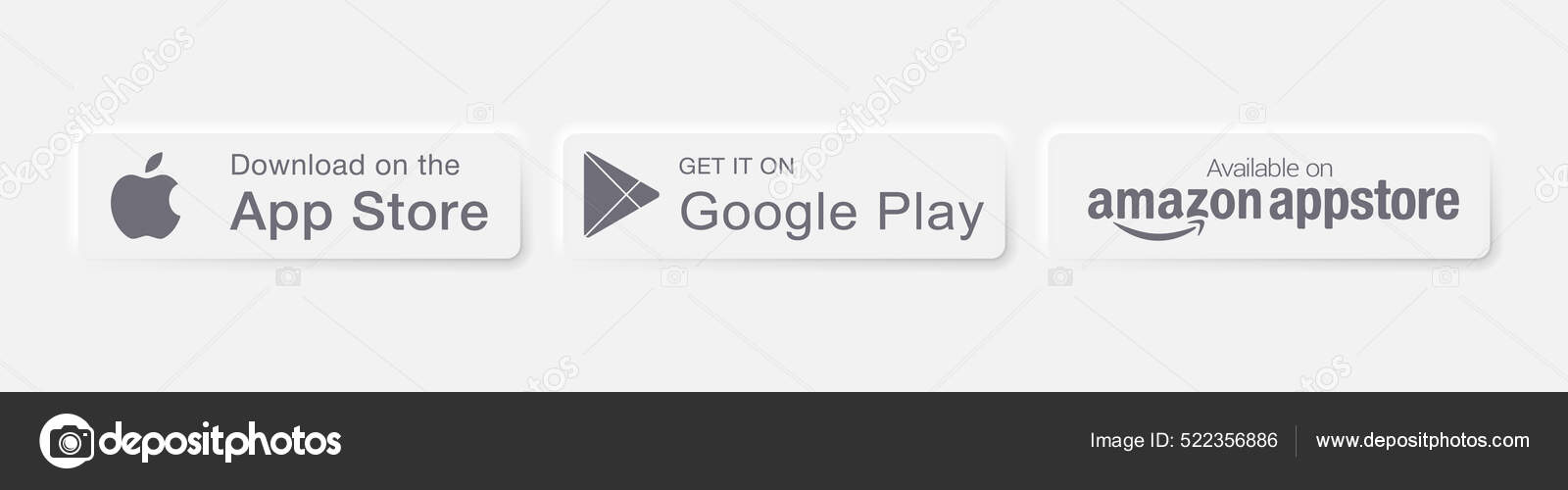 Google Play Store Apple App Store Amazon Appstore Buttons Realistic ...