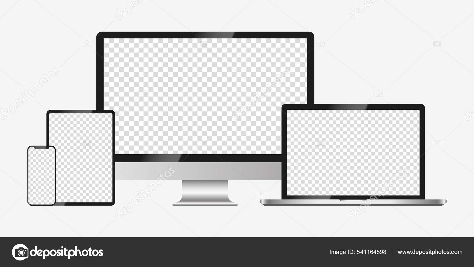 Realistic Mockups Computer Laptop Tablet Smartphone Isolated Background ...