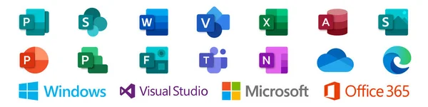Set Icons Microsoft Office 365 Word Excel Onenote Yammer Sway Stock ...