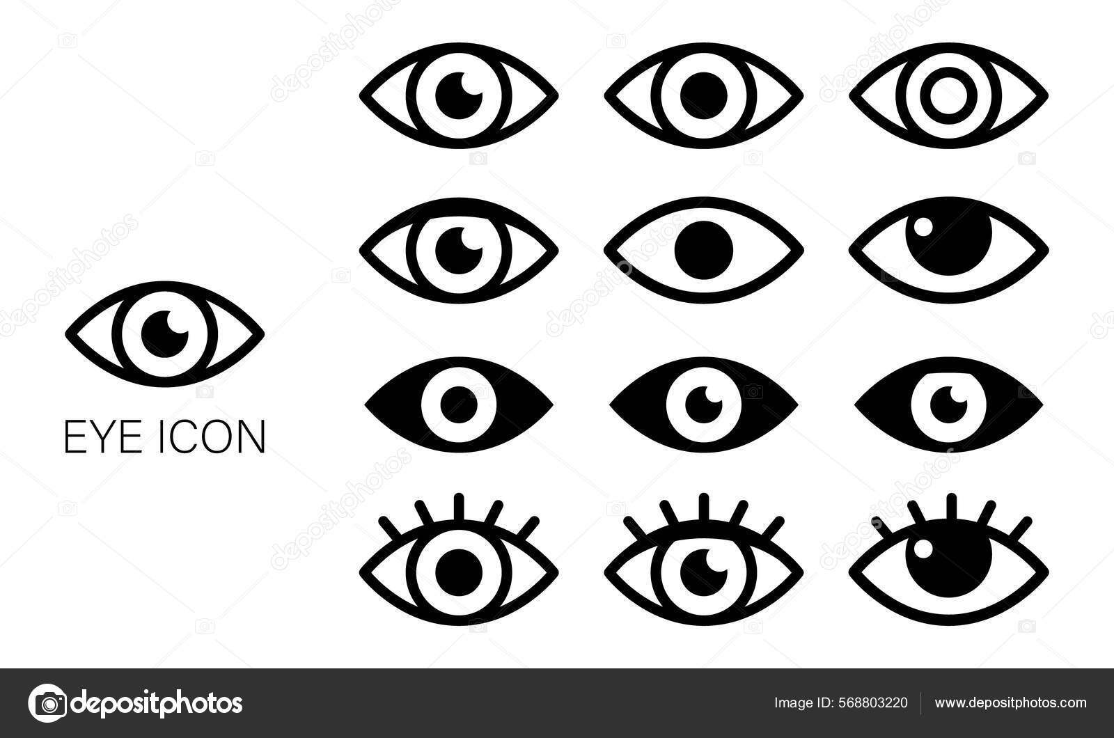 Conjunto Iconos Símbolo Vista Retina Escanea Los Iconos Oculares ...