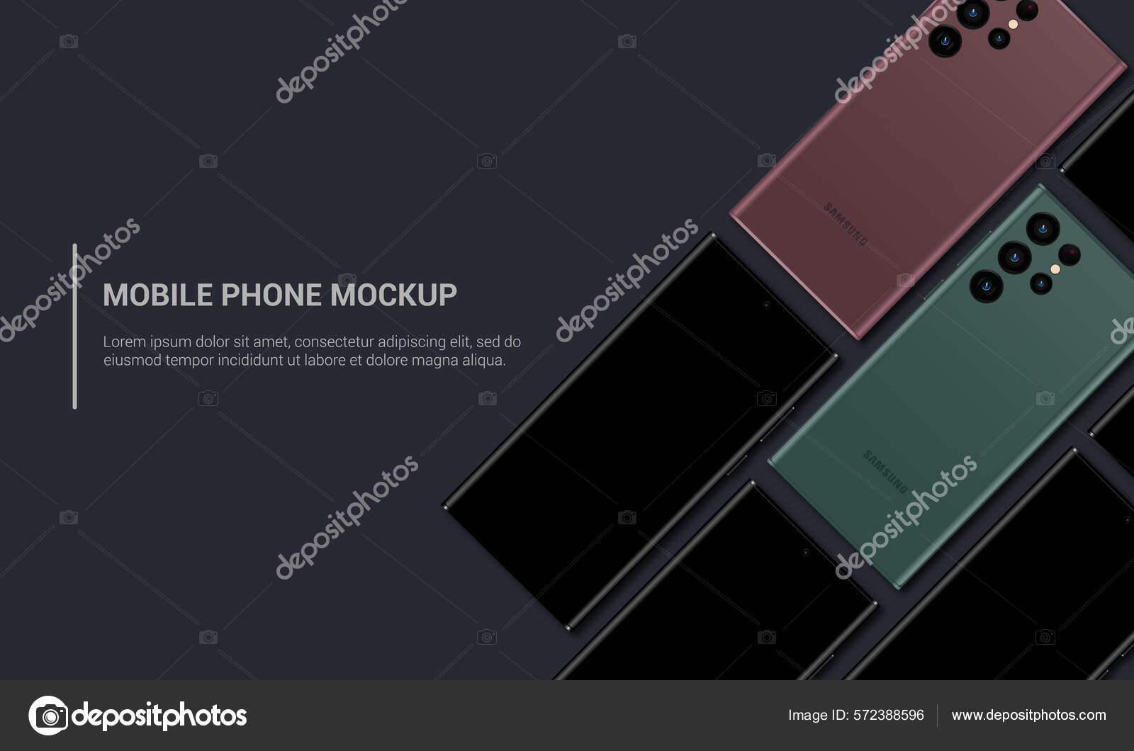 Realistic Samsung Galaxy S22 Ultra Screen Mockup Banner Isolated ...