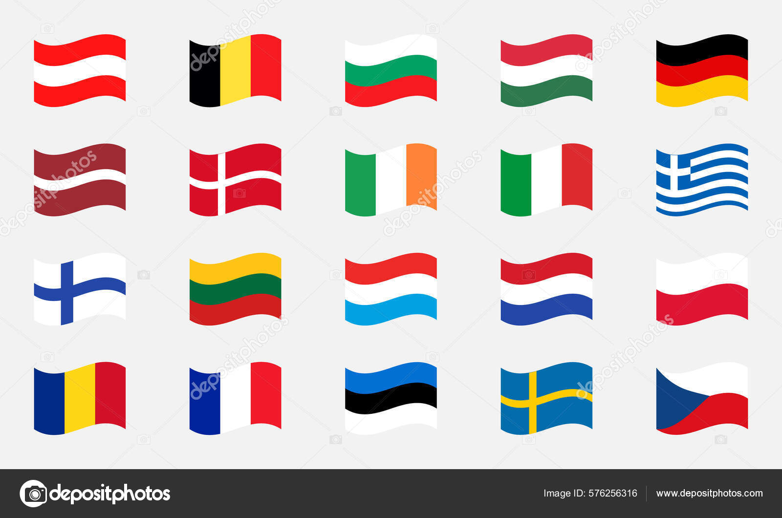 Flags Of European Countries Europe Countries Flags Vector Images