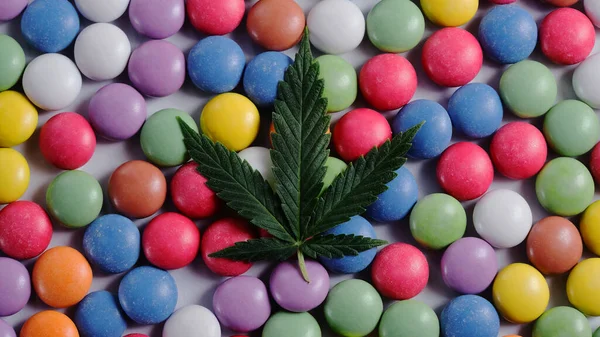 Cannabis Leaf Colorful Candy Confetti Close Marijuana Sweets Cbd Thc ...