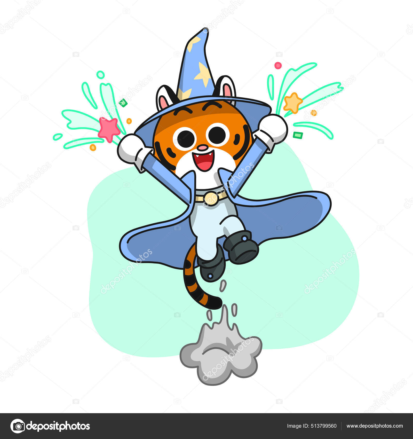 Magician Tiger Character Child Education Concept Stock Vector by ...