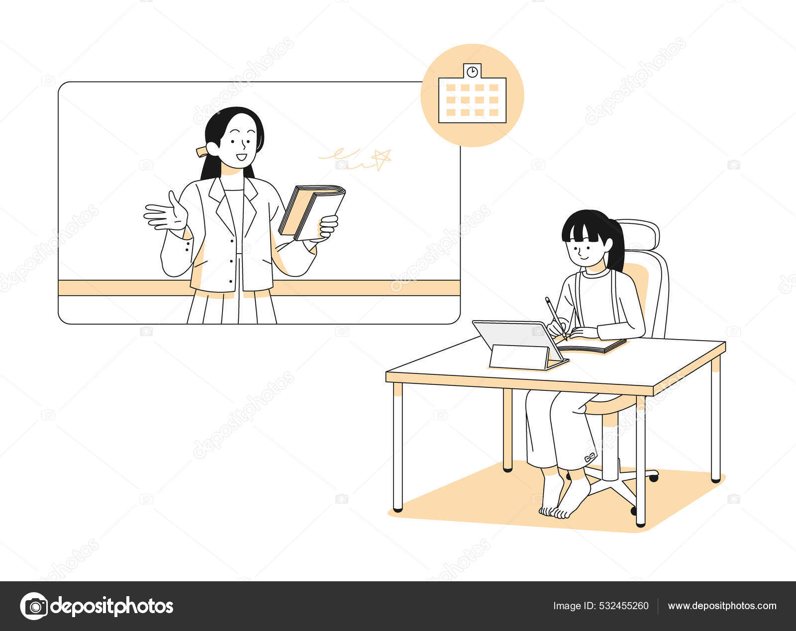 Remote Online Class Student Stock Illustration by ©submission@bbtree.co ...