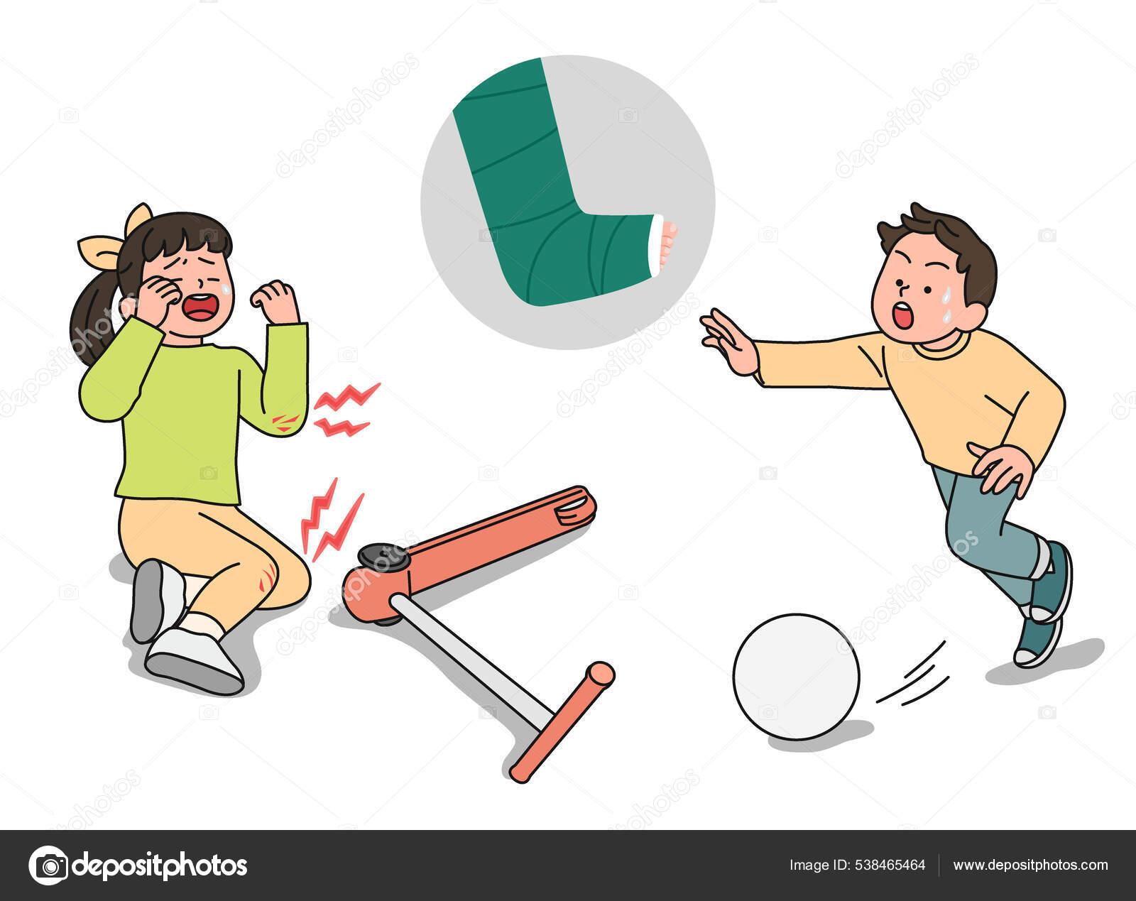 Niños Fractura Accidente Vector Ilustración Vector de stock #538465464 ...