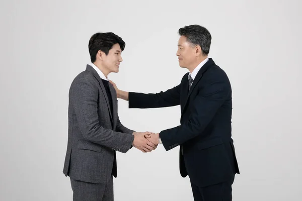 Business Concept Asian Korean Old Young Two Men Different Generations ...
