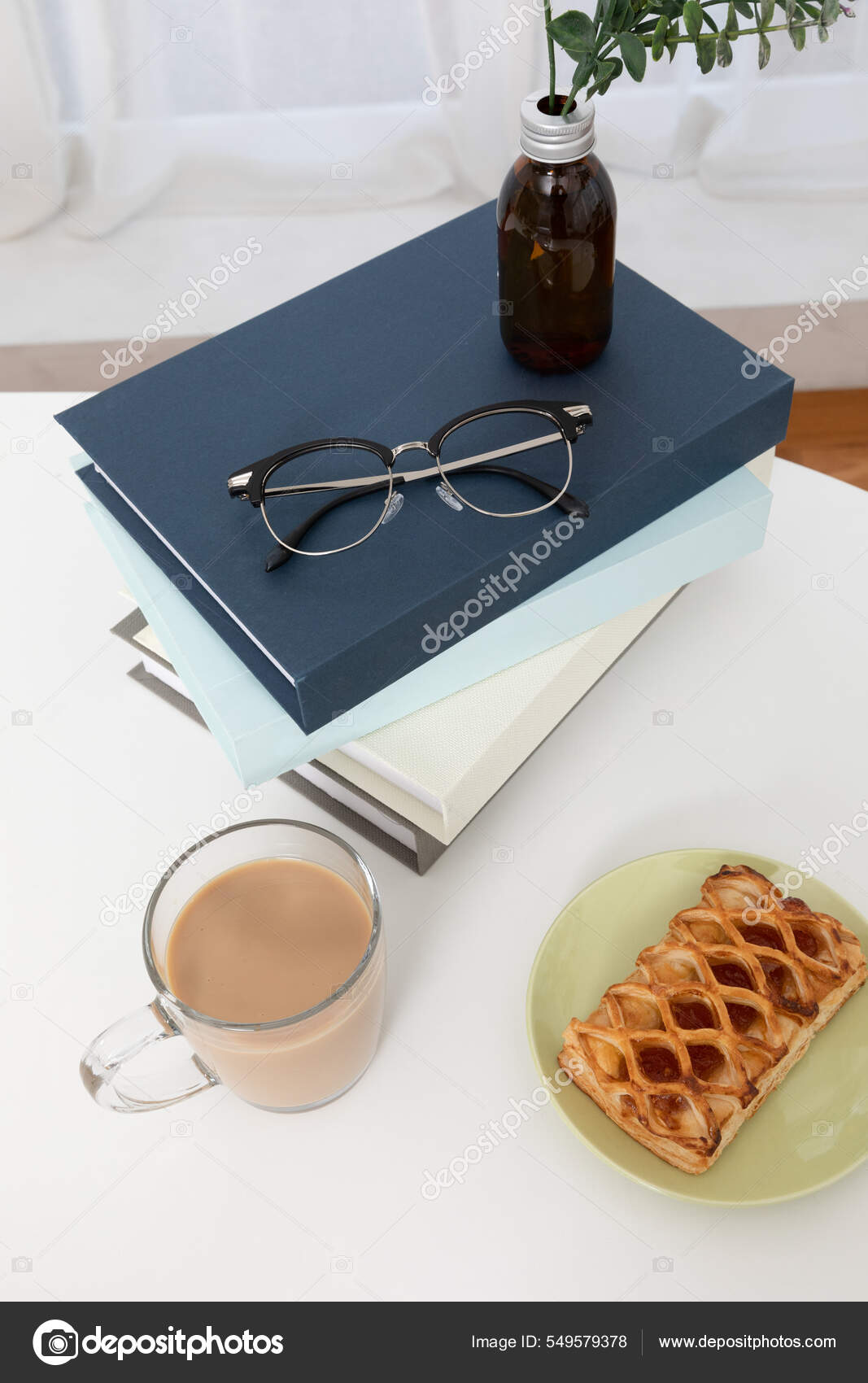 Relax Cozy Objects Background Milk Tea Book Glasses Pie Diffuser Stock ...