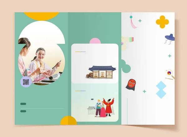 Folleto Plantilla Folleto Niñas Coreanas Caucásicas Que Experimentan ...