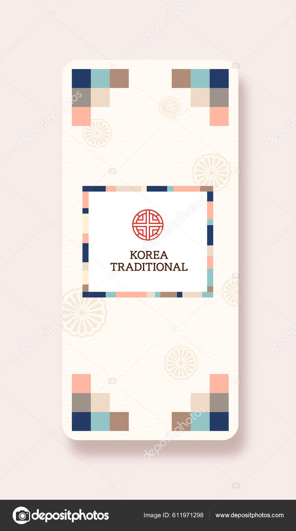 Coreano Tradiciones Estilo Tarjeta Plantilla Vector Ilustración Vector ...