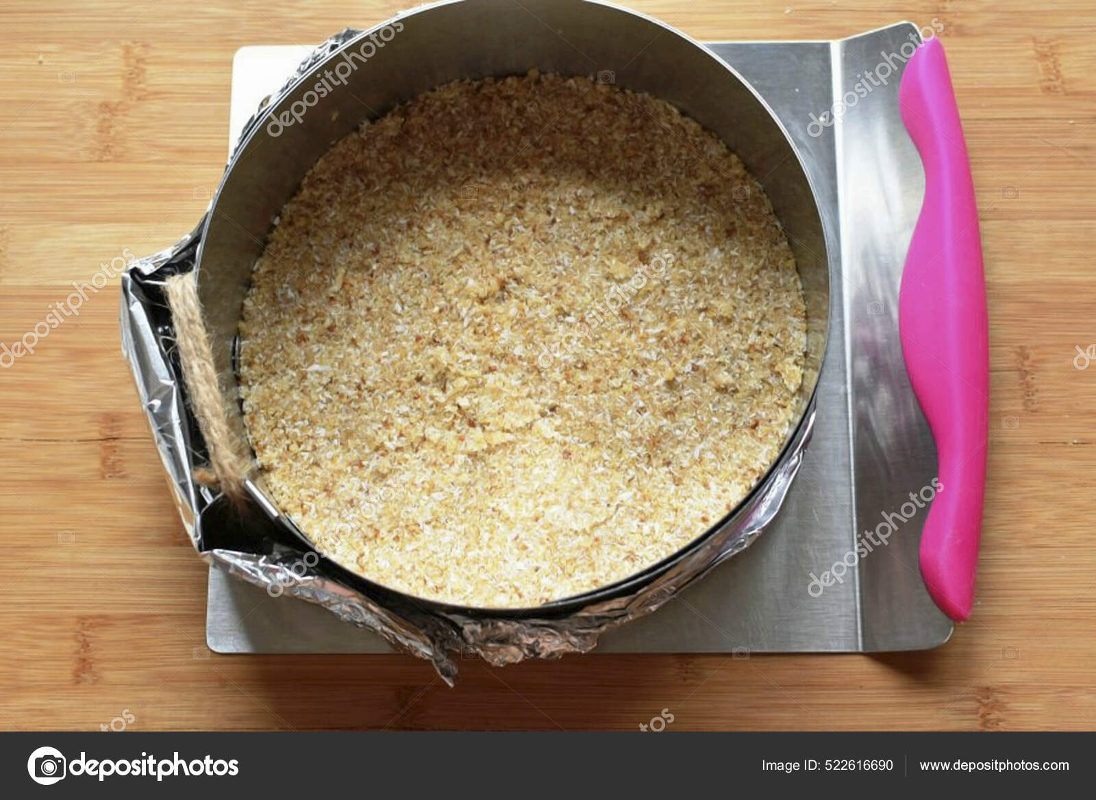 Spread Mixture Evenly Bottom Split Cake Pan Seal Well Bottom — Stock ...