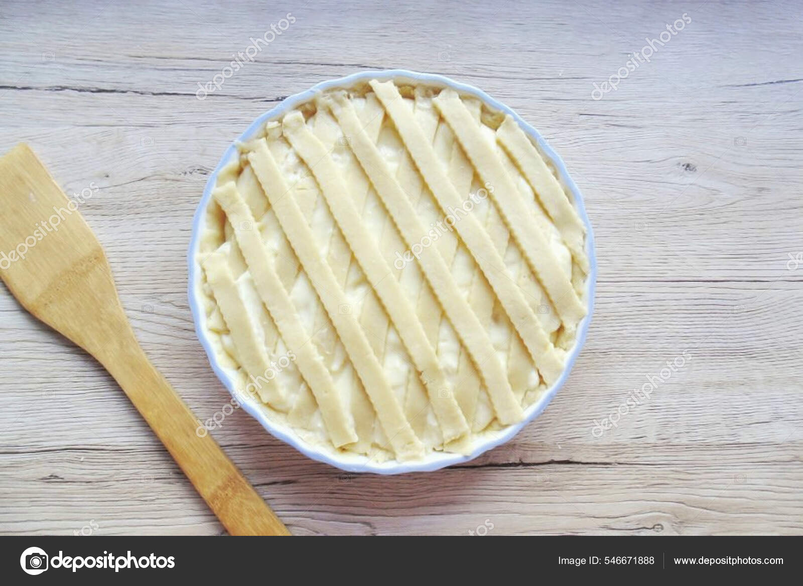 Roll Out Second Part Dough Too Cut Strips Wide Put — Stock Photo ...