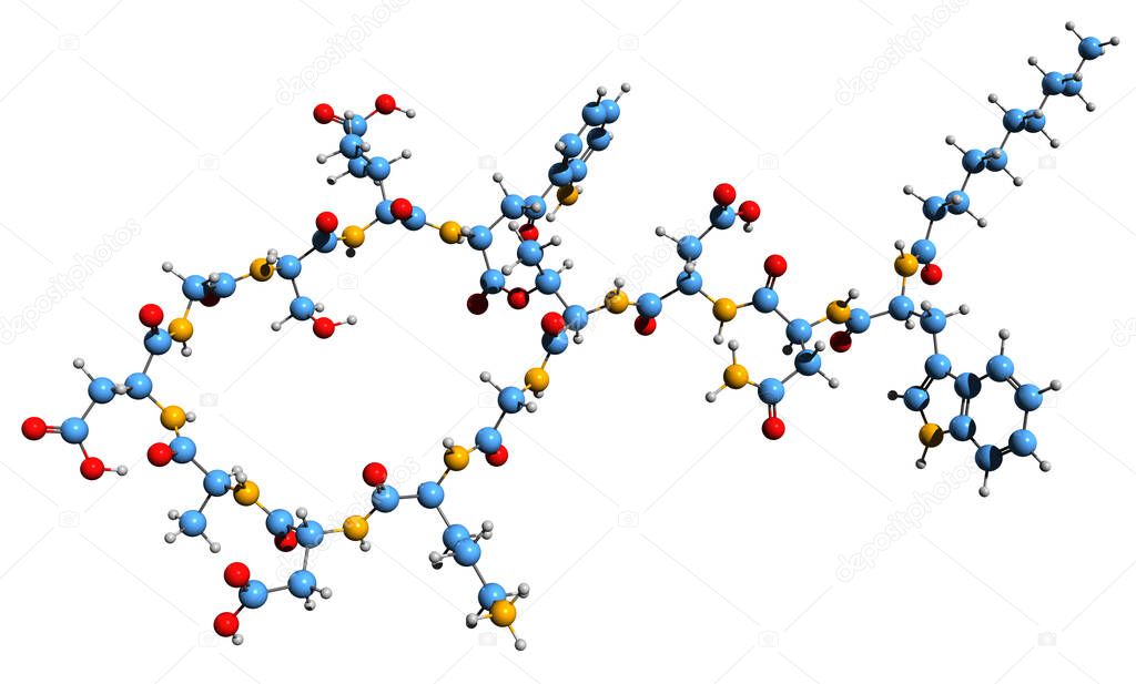 Imagen 3D de la fórmula esquelética de daptomicina - estructura química ...