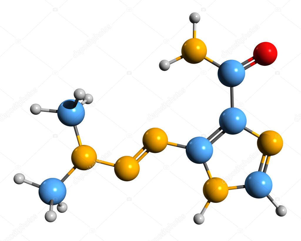 Imagen 3D de la fórmula esquelética de dacarbazina - estructura química ...