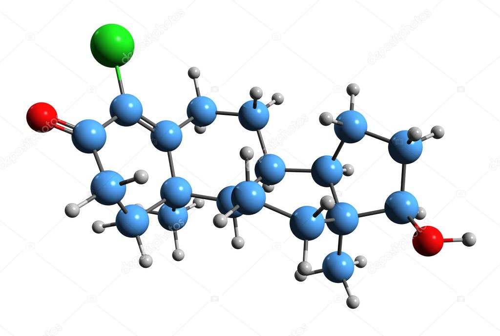 Imagen 3D de la fórmula esquelética de Clostebol - estructura química ...