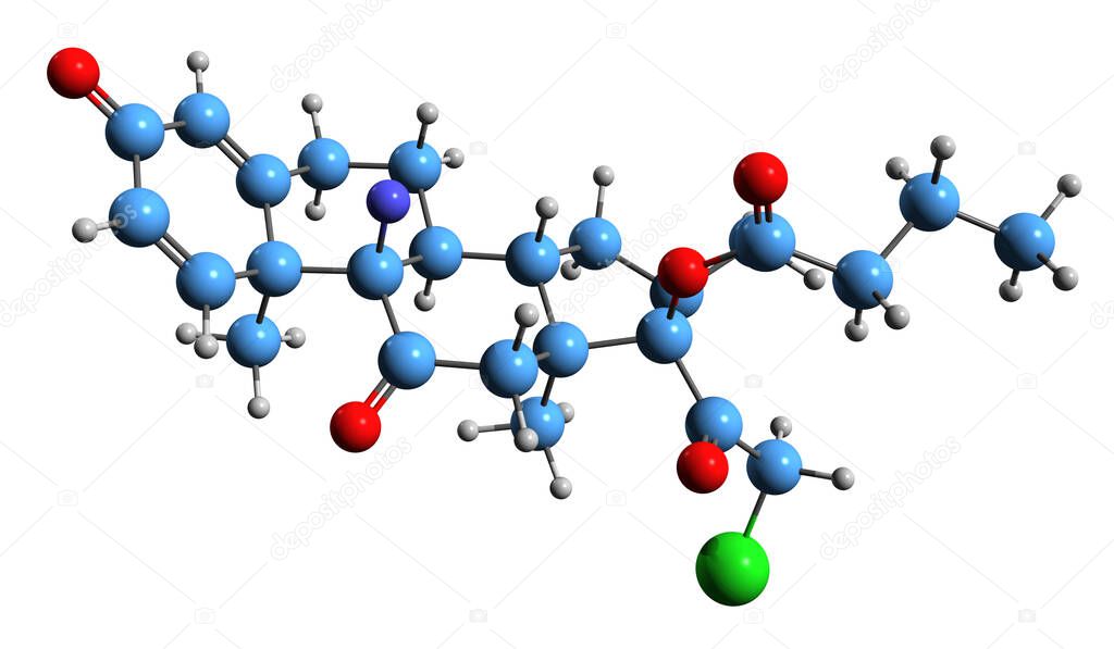 Imagen 3D de la fórmula esquelética del butirato de clobetasona ...