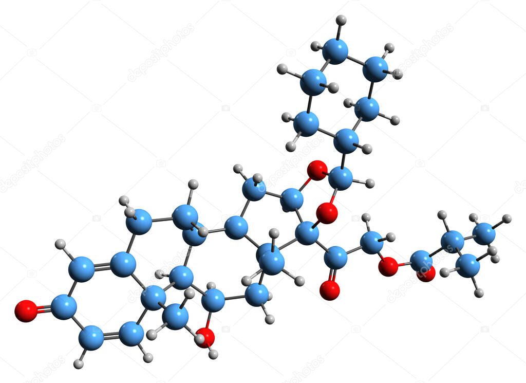 Imagen 3D de Ciclesonide skeletal formula - estructura química ...