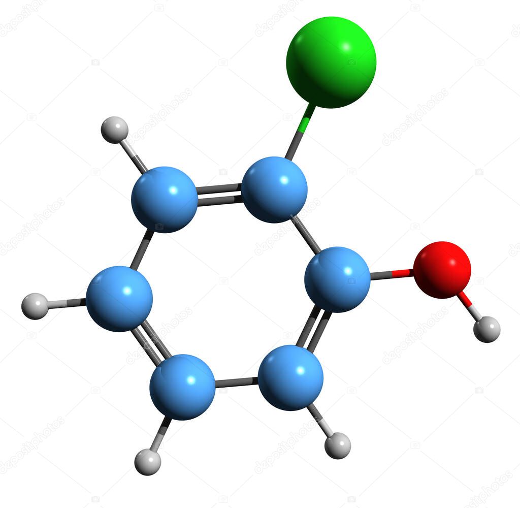 Imagen 3D de la fórmula esquelética de clorofenol - estructura química ...