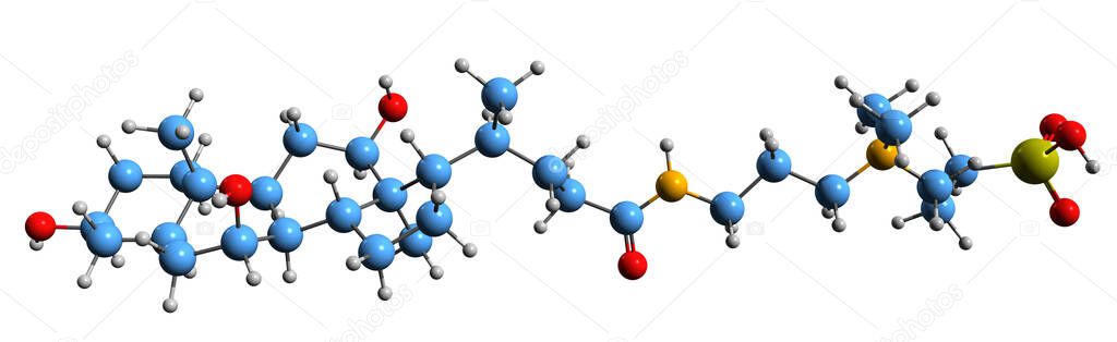 Imagen 3D de la fórmula esquelética del detergente CHAPS: estructura química molecular del ...