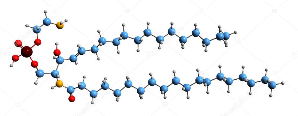 Imagen 3D de Ceramide phosphorylethanolamine skeletal formula ...