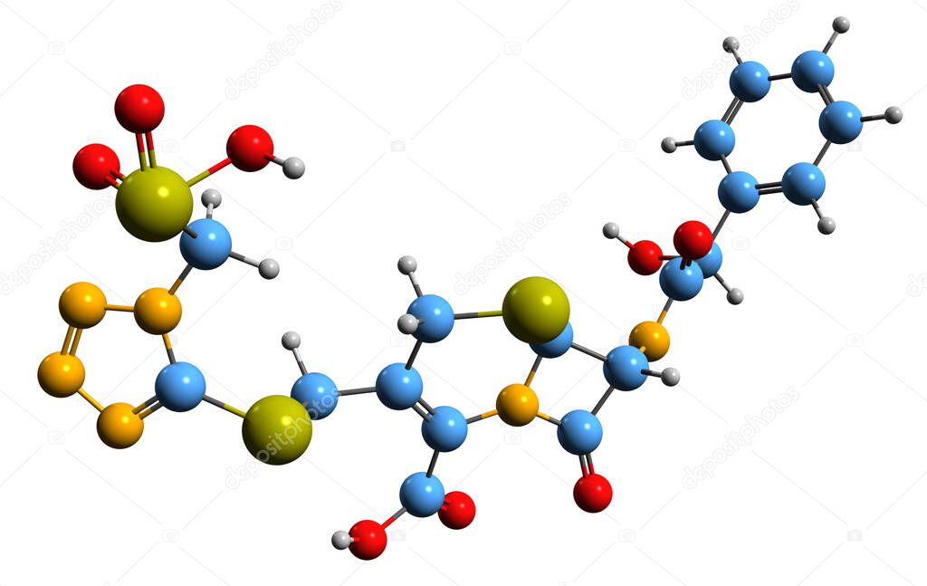 Imagen 3D de la fórmula esquelética cefonicida - estructura química ...