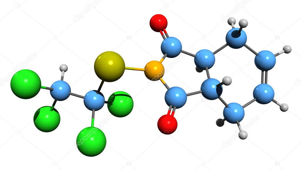 Imagen 3D de la fórmula esquelética de Captafol - estructura química ...