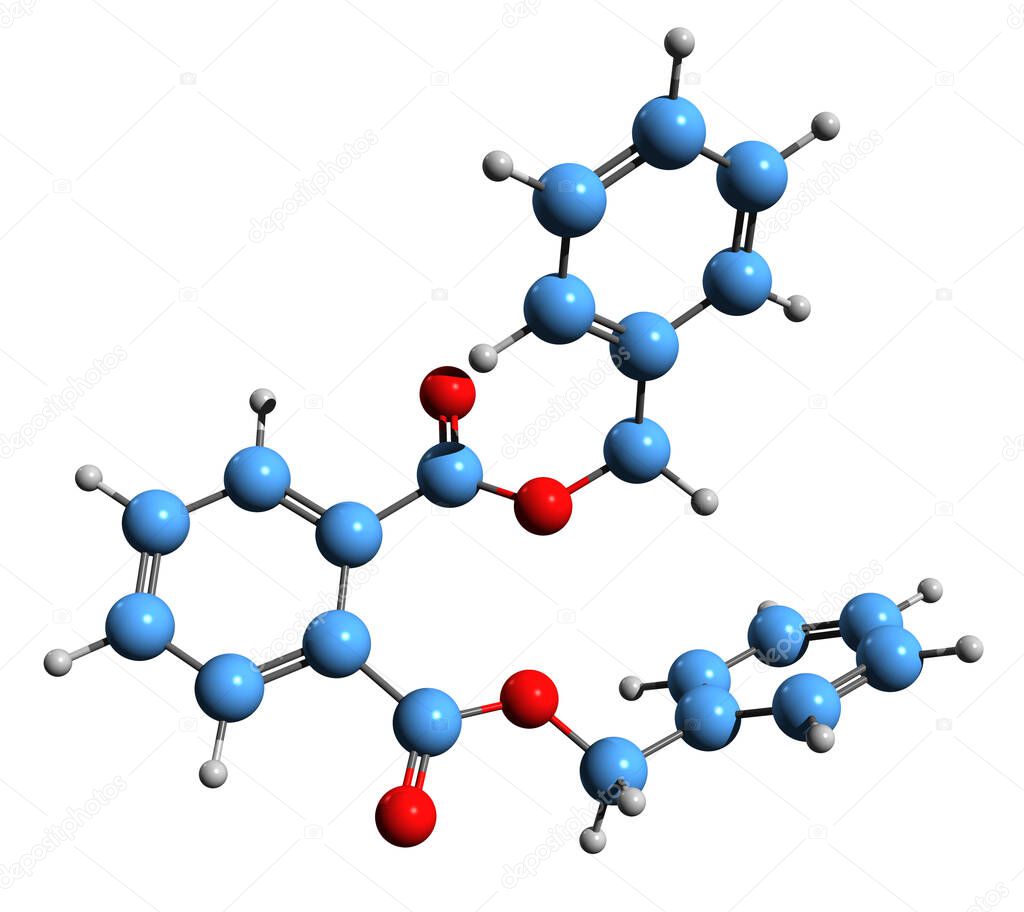 Imagen 3D de la fórmula esquelética del ftalato de bencilo y butilo ...