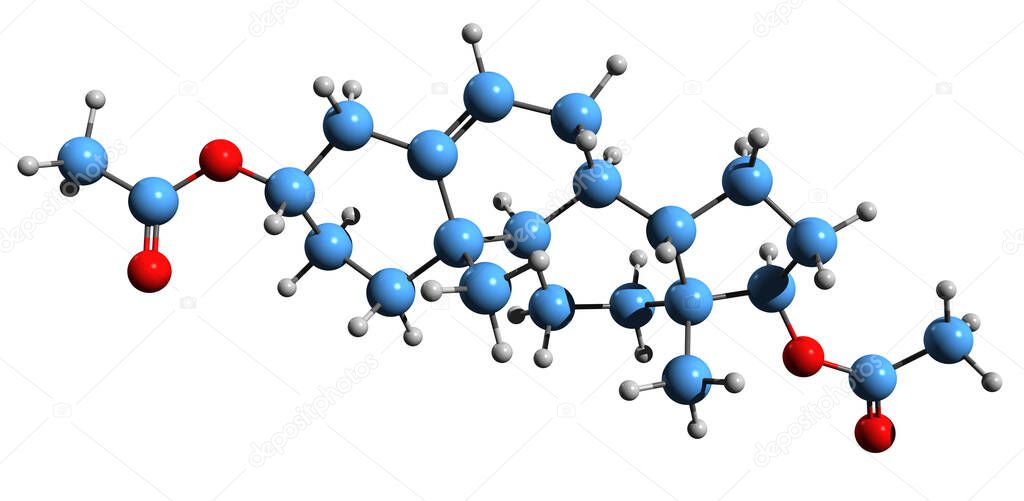 Imagen 3D de la fórmula esquelética del diacetato de Androstenediol ...