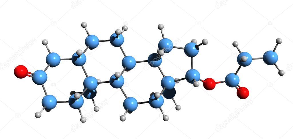 Imagen 3D de la fórmula esquelética del propionato de Androstanolone ...