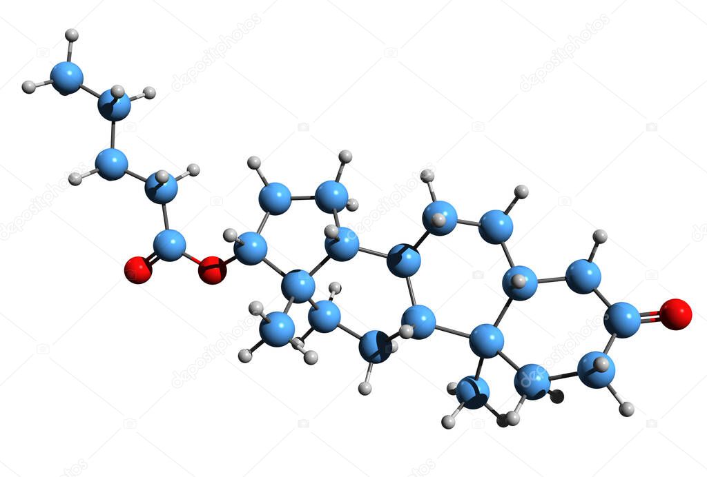 Imagen 3D de Androstanolone valerate skeletal formula - estructura ...