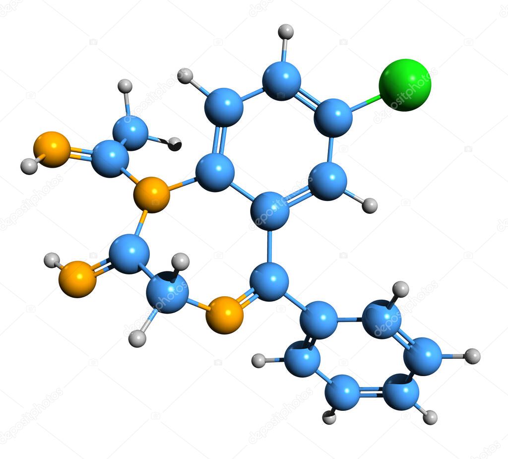 Imagen 3D de la fórmula esquelética de Alprazolam: estructura química ...
