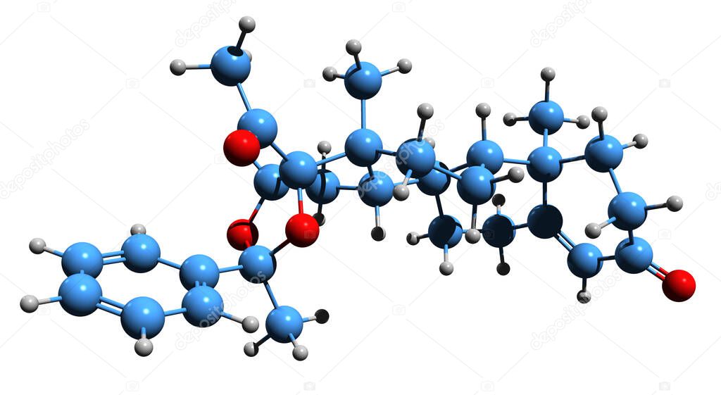 Imagen 3D de la fórmula esquelética del acetofeniuro de Algestone ...