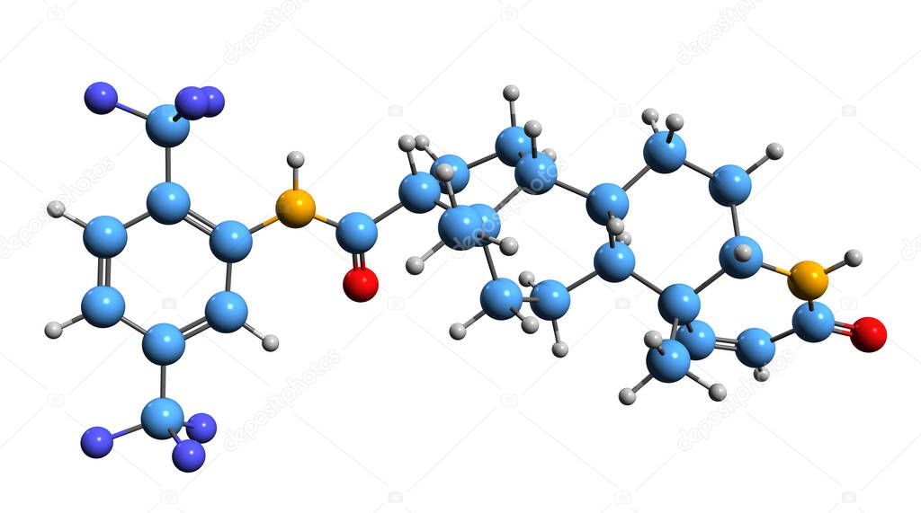 3D image of Dutasteride skeletal formula - molecular chemical structure ...