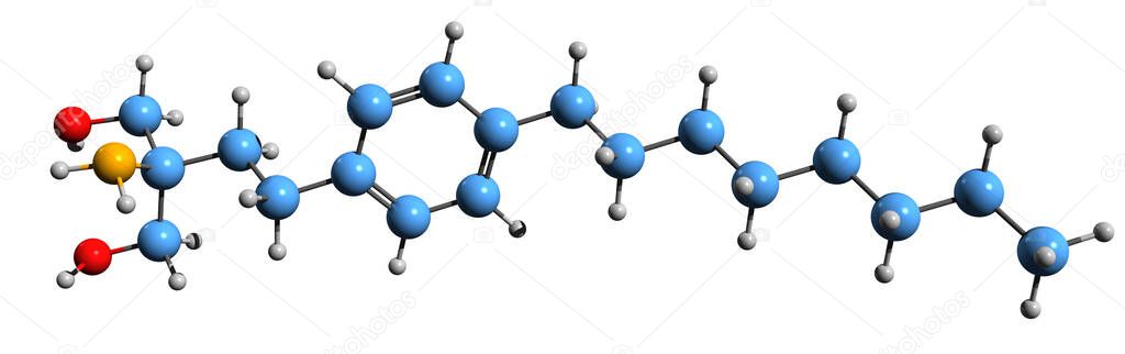 3D image of Fingolimod skeletal formula - molecular chemical structure ...