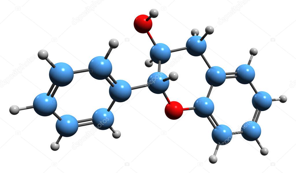3D image of Flavan-3-ol skeletal formula - molecular chemical structure ...