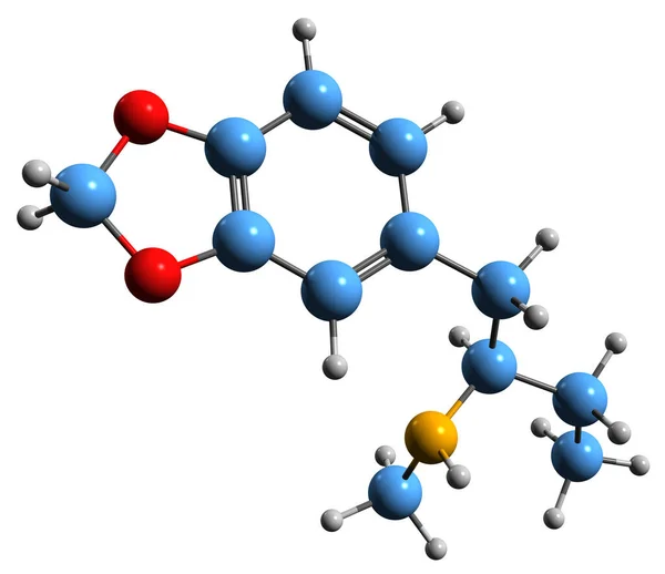 3D image of MBDB skeletal formula - molecular chemical structure of ...