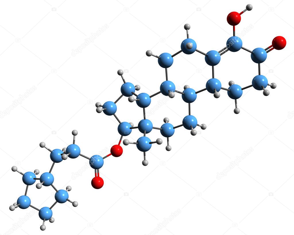 3D image of Oxabolone cipionate skeletal formula - molecular chemical ...