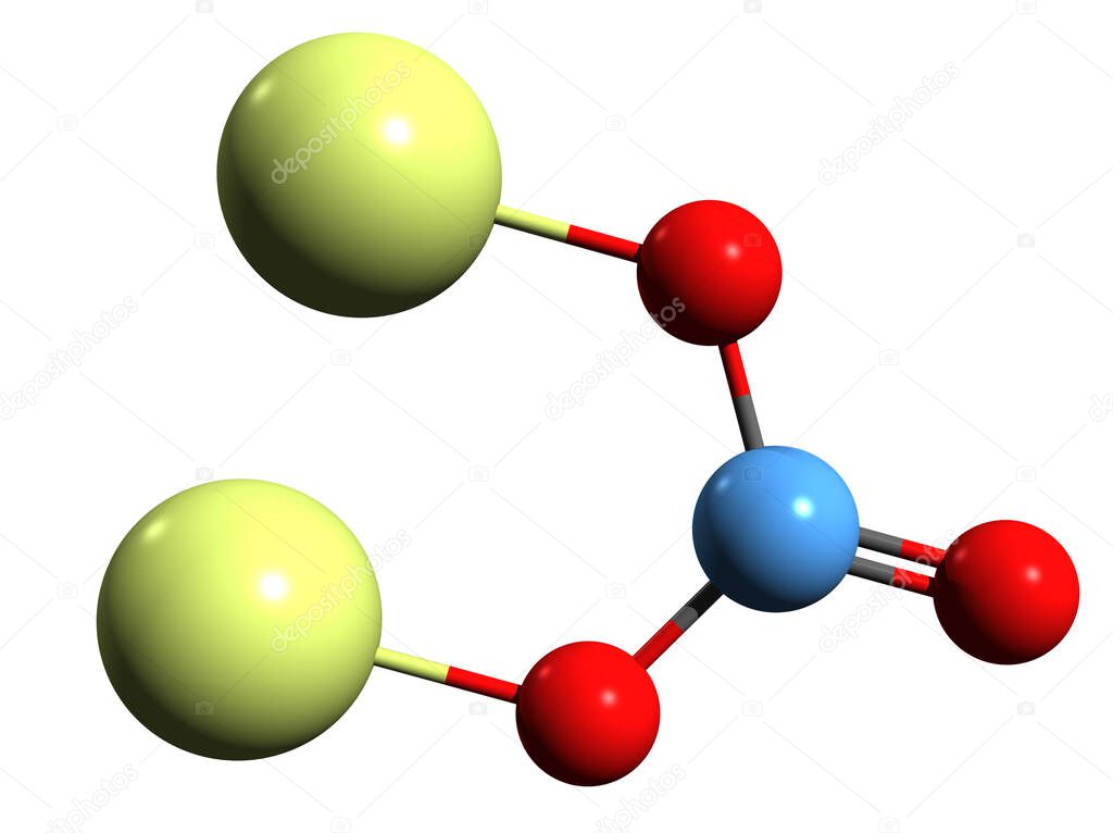 3D image of Lithium carbonate skeletal formula - molecular chemical ...