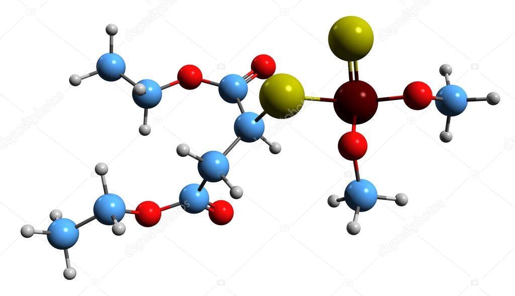 3D image of Malathion skeletal formula - molecular chemical structure ...